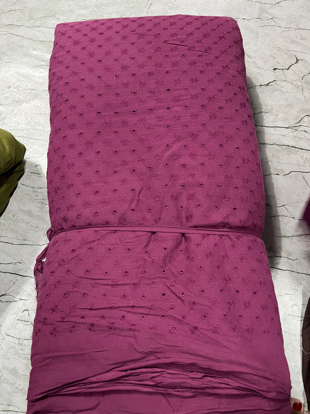 Buy Cotton Hakoba Magenta Zig Zag Pattern Embroidery – MAF